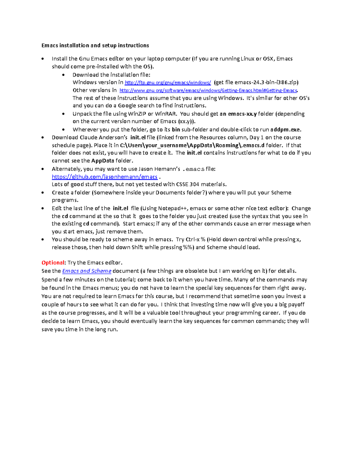 Emacs Installation And Setup Emacs Installation And Setup Instructions Install The Gnu Emacs 