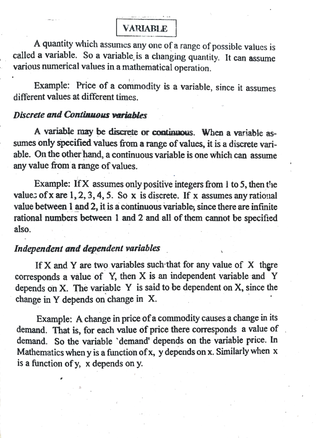 Variable - Its Lecture notes - VARIABLE ****** A quantity which assumes ... Variable - Its Lecture notes - VARIABLE ****** A quantity which assumes ...