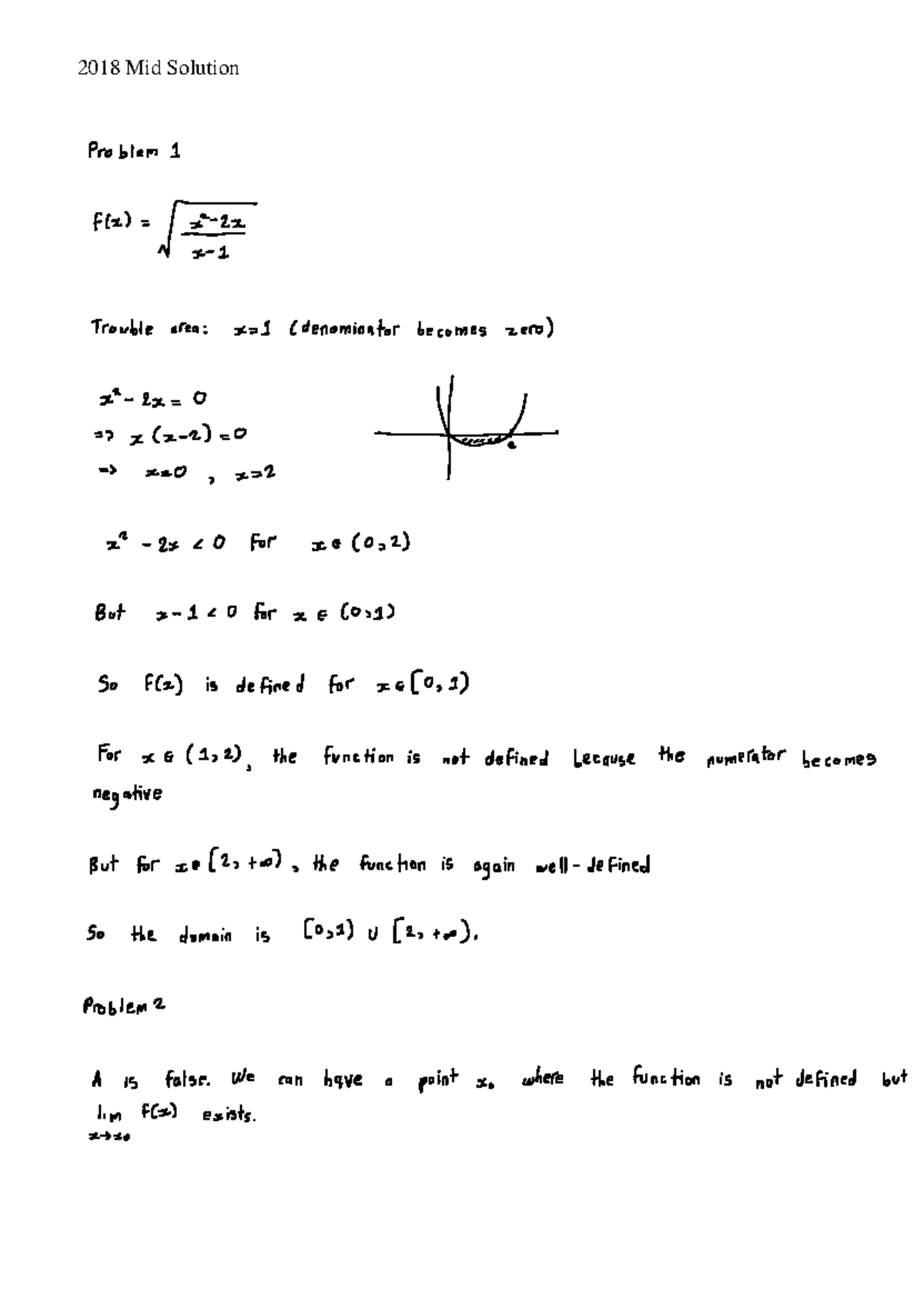 2018 Mid Solution - Calculus 1 - 2018 Mid Solution - Studocu