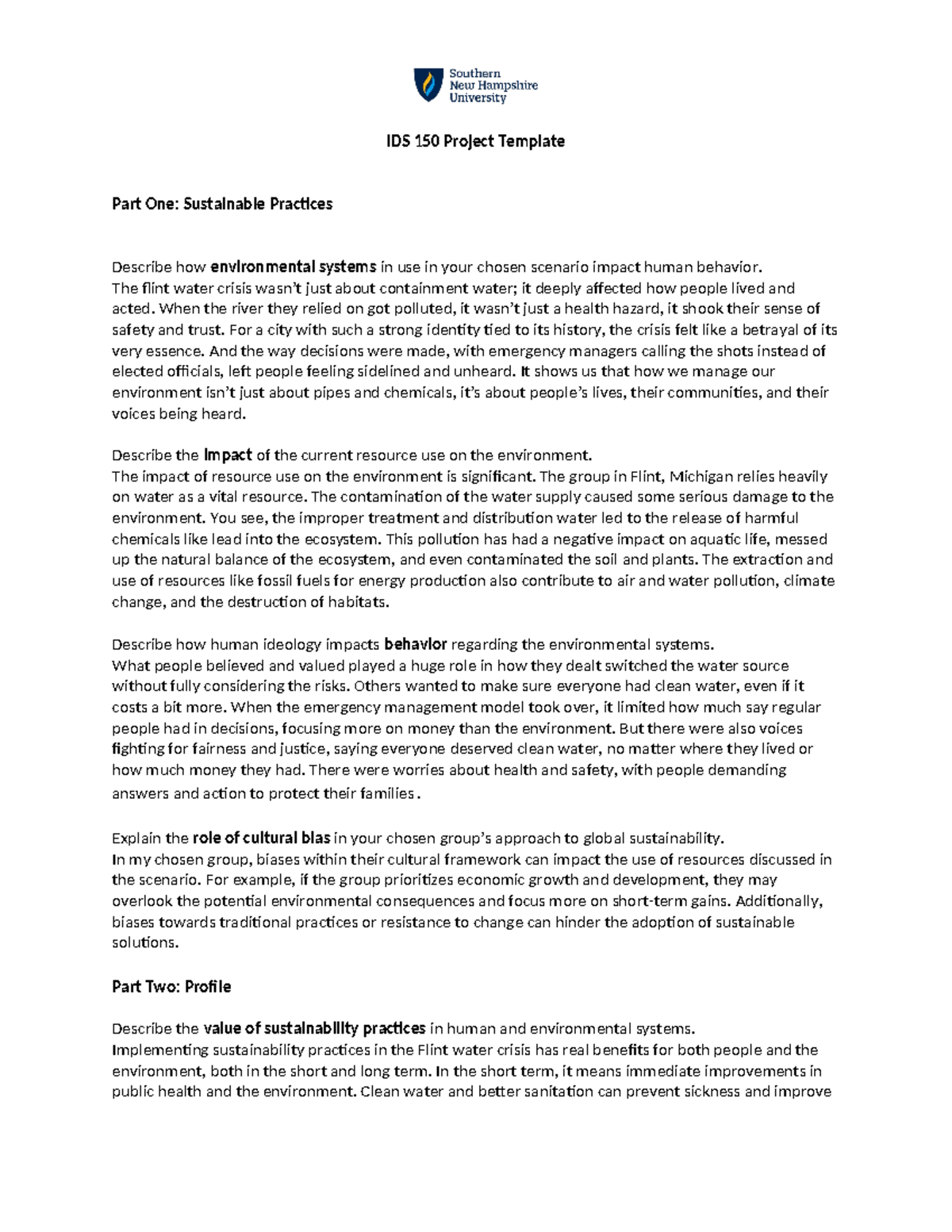 IDS-150 Module Seven Assignment - IDS 150 Project Template Part One ...