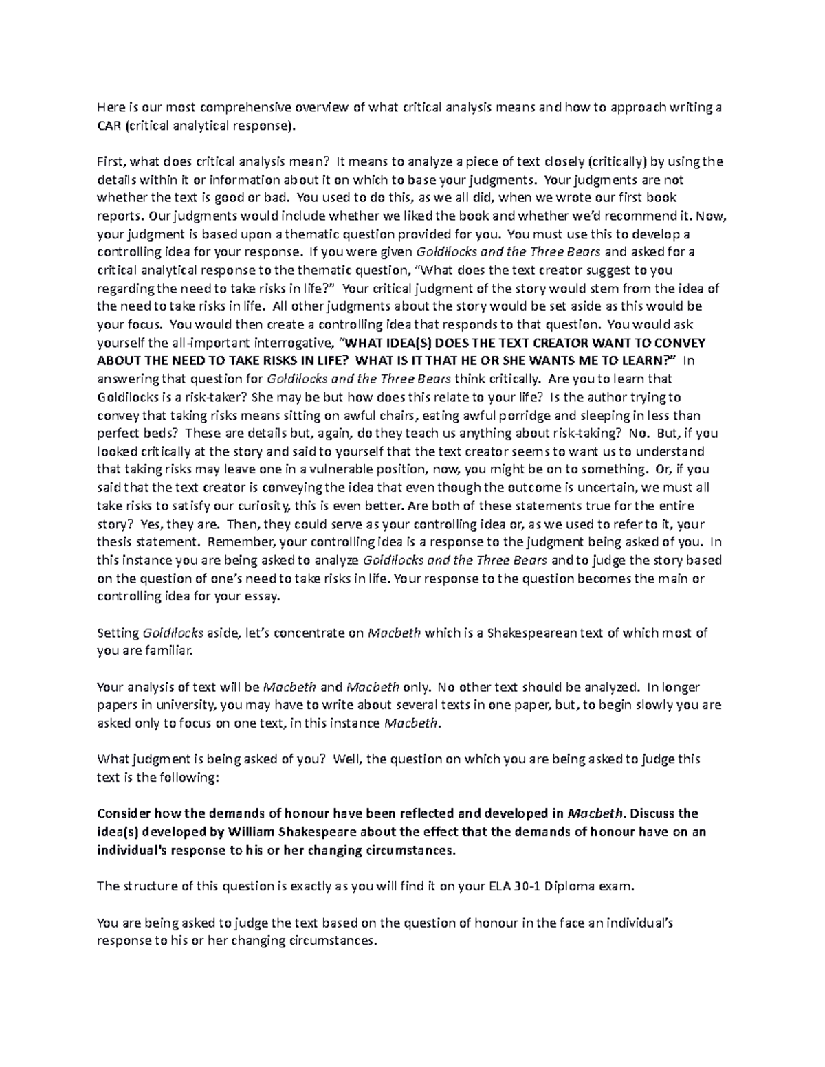 Howtowritea CAR 15 - How to write a Critical Analysis - Here is our ...