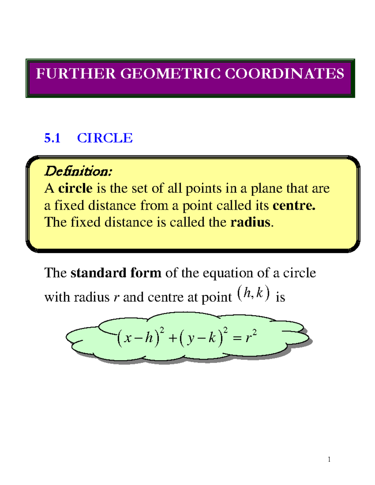2Dgraphs Revision - Lecture notes 1 - FURTHER GEOMETRIC COORDINATES 5 ...