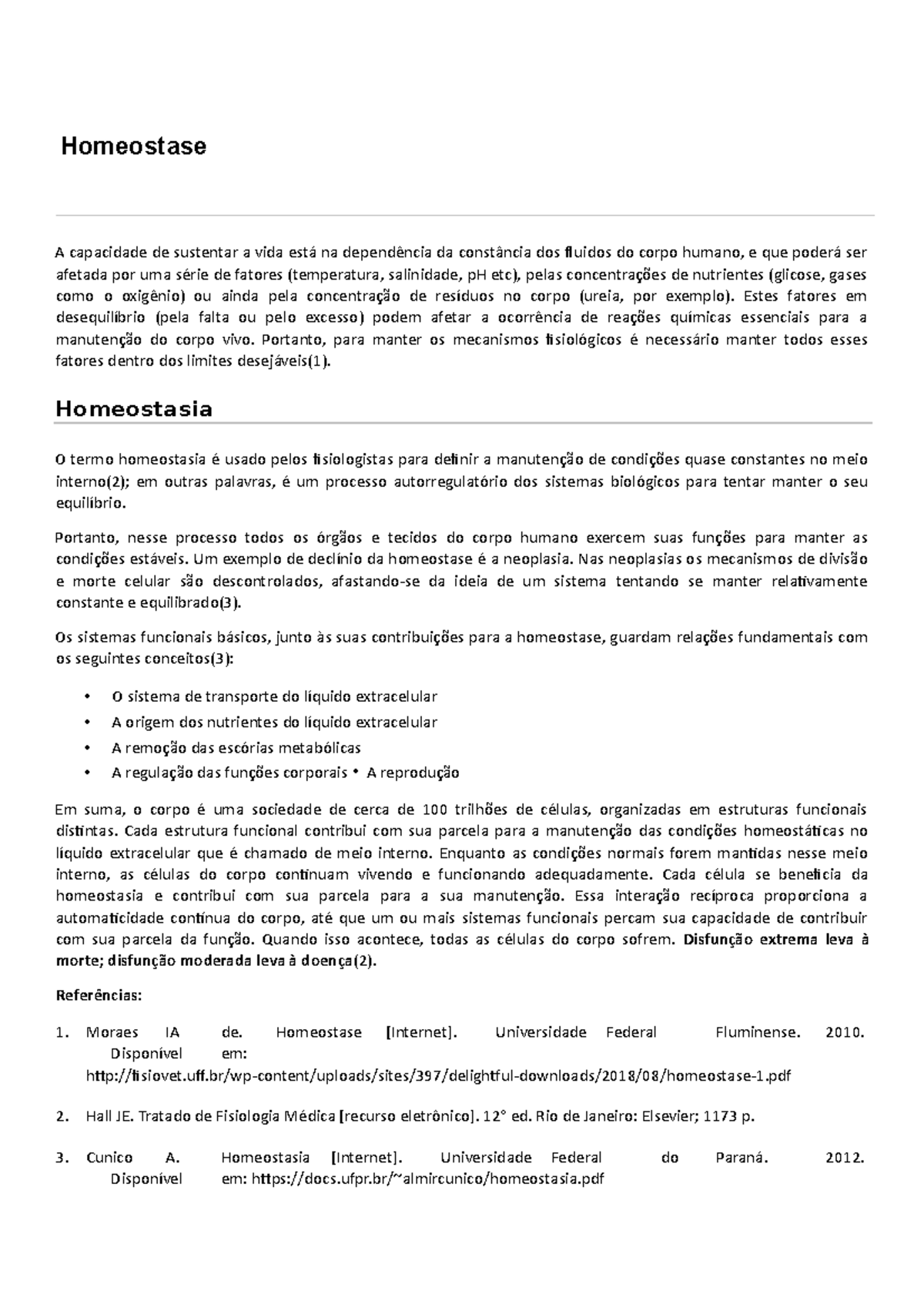 Homeostase Resumo - Homeostase A capacidade de sustentar a vida está na ...
