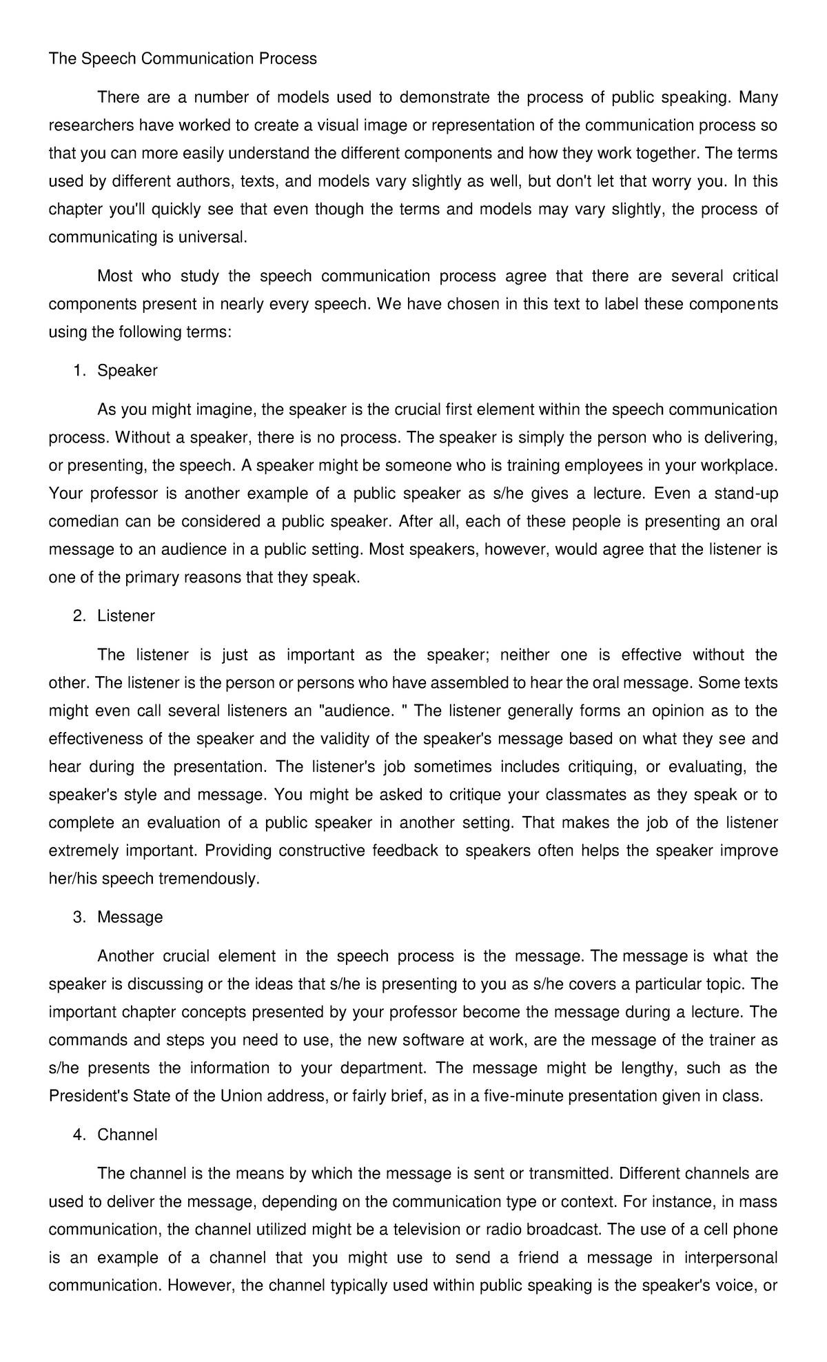 Module 1 The Speech Communication Process - The Speech Communication ...