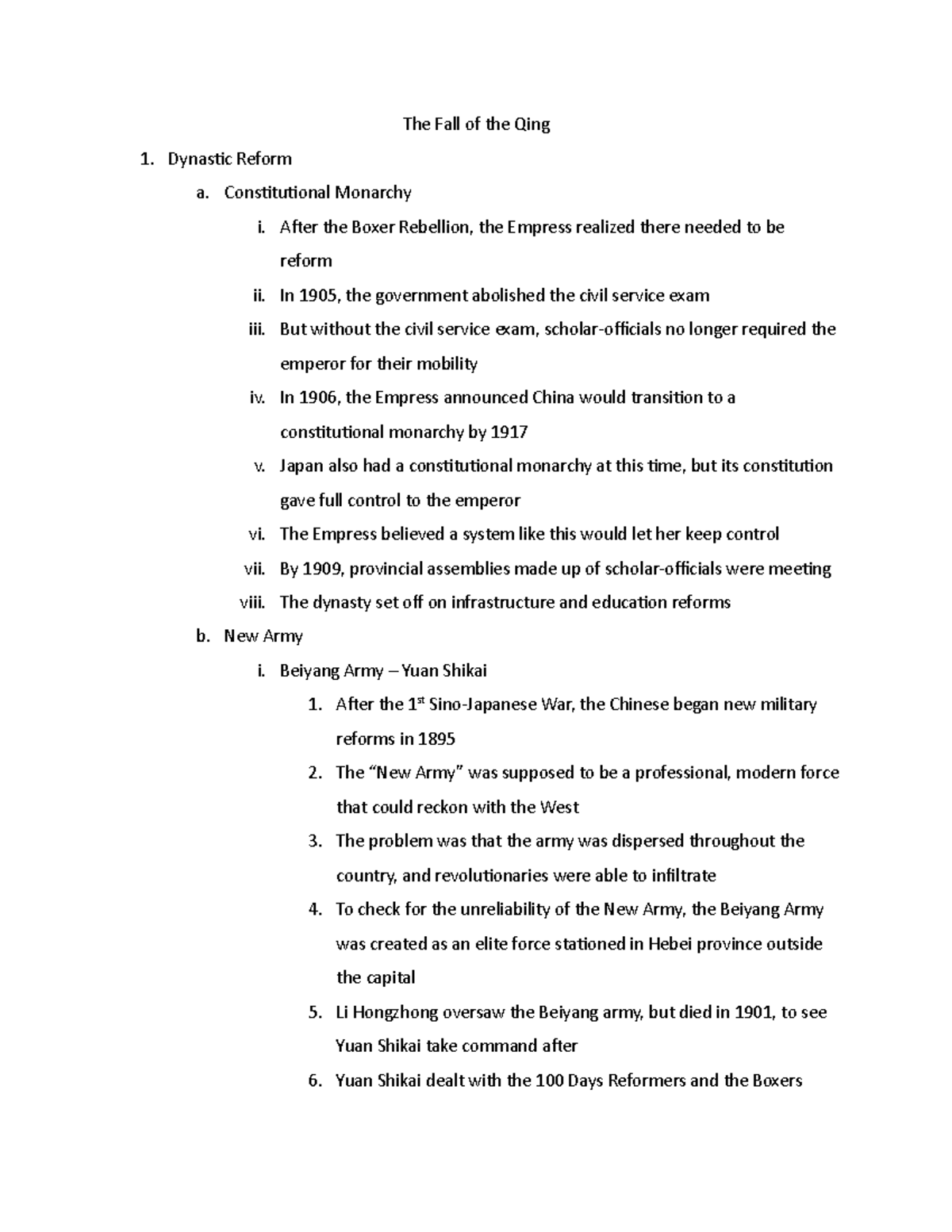 China notes 2 6 18 The Fall of the Qing - The Fall of the Qing Dynastic ...