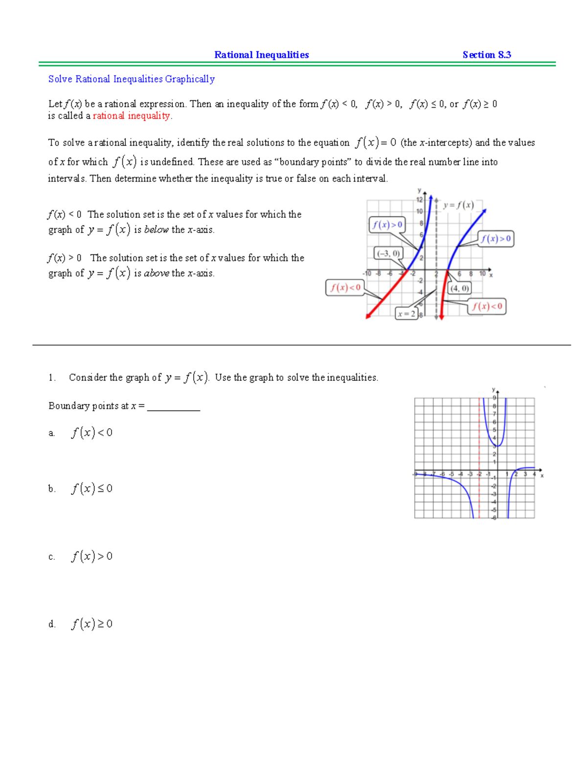 T5 DQ2 First Name - Topic 4 DQ2 - Rational Inequalities Section 8. 3 ...