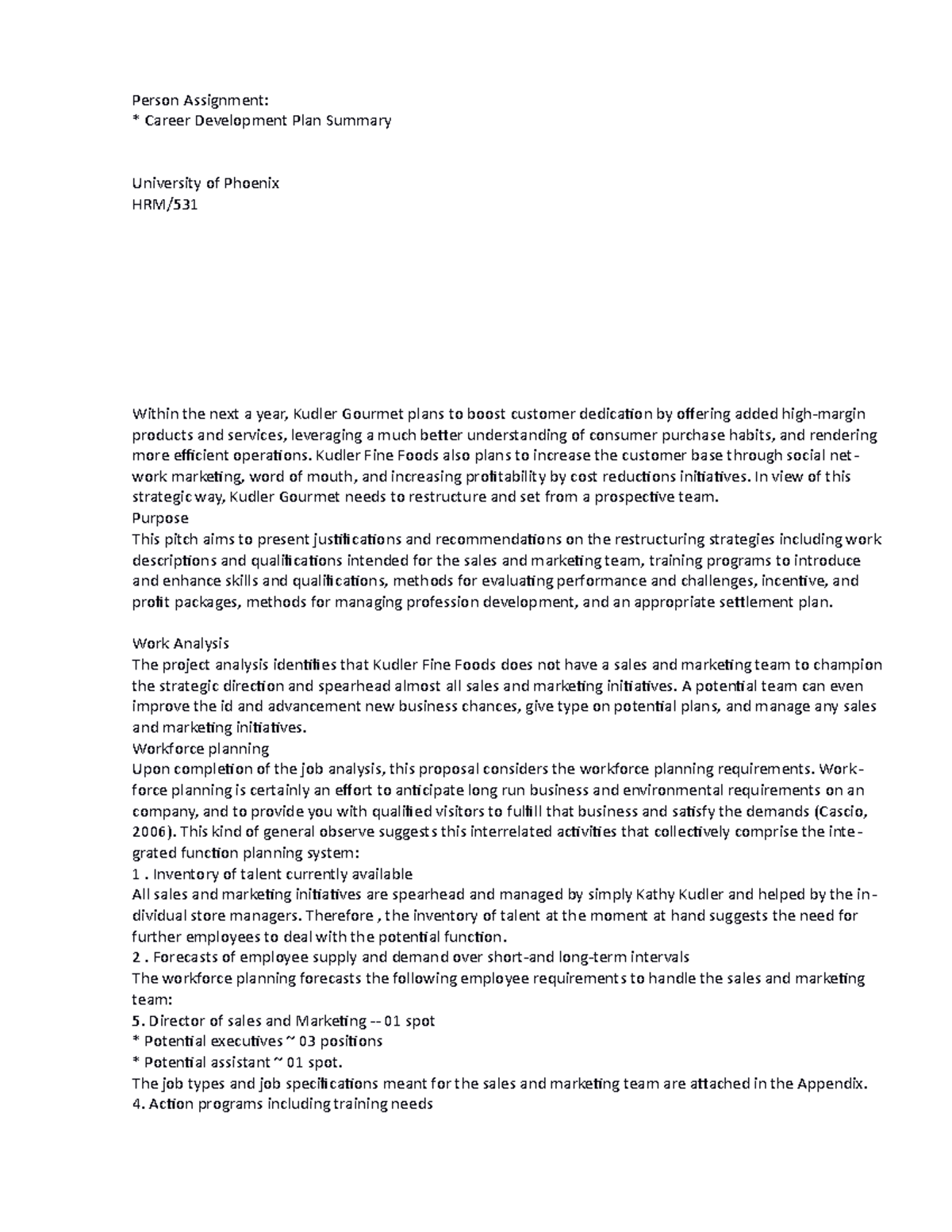 Hrm 531 Week 6 Individual Assignment Career Development plan1 - Person ...
