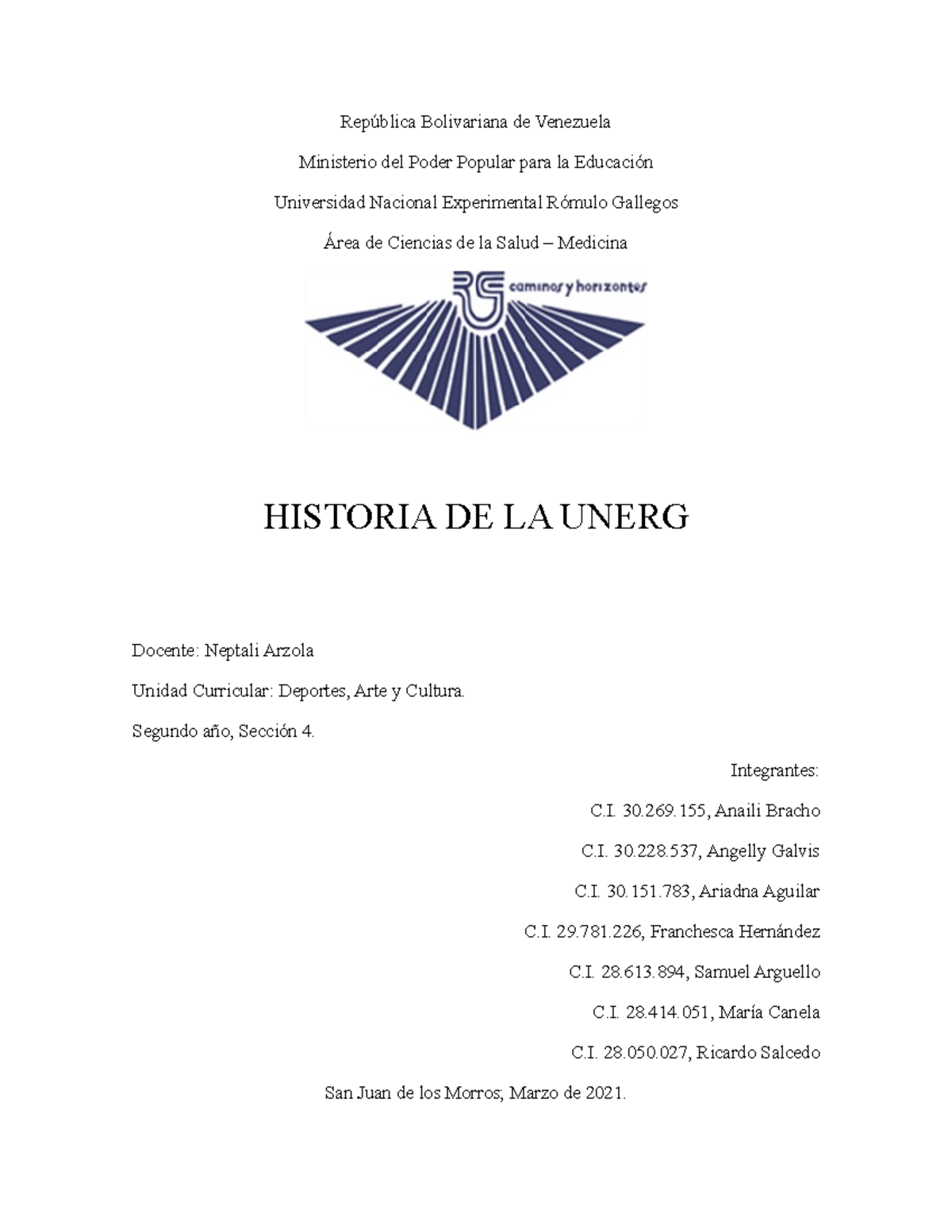 Historia de la Unerg- G 1 - República Bolivariana de Venezuela ...