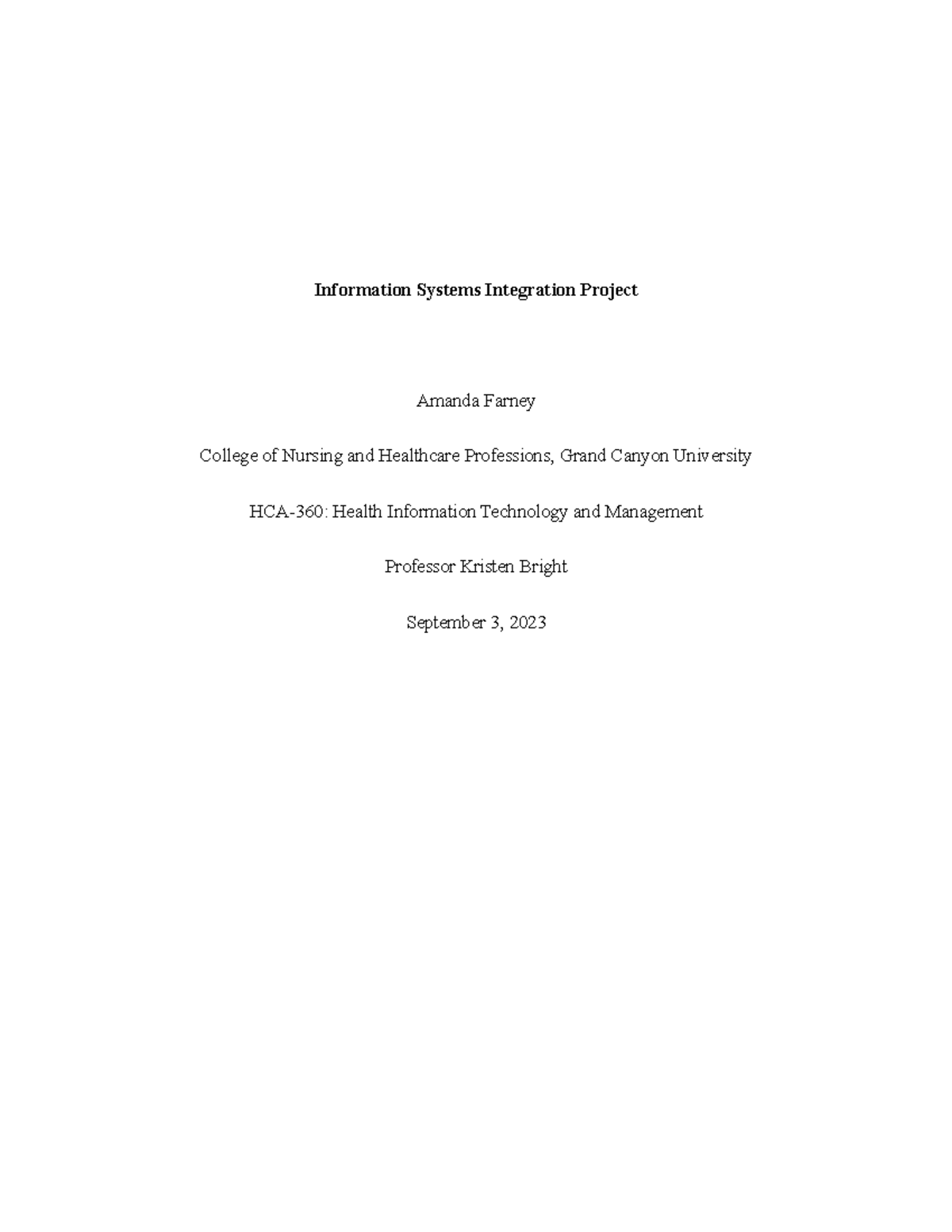 Information Systems integration project - Information Systems ...