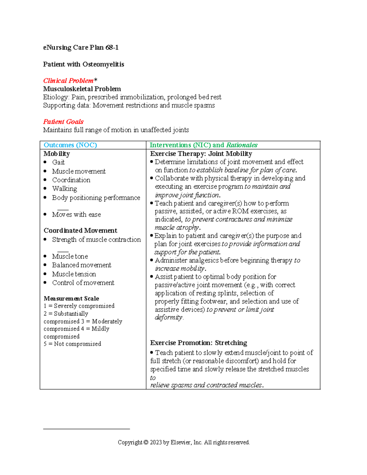 Chapter 068 - Care plan Musculoskeletal - Patient with Osteomyelitis ...