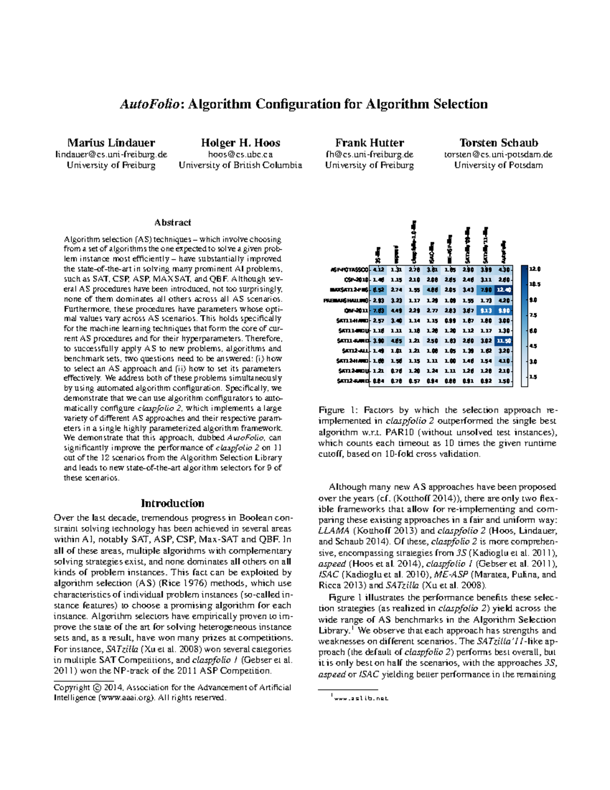 Methods for Improving Bayesian Optimization for Auto ML - AutoFolio: Algorithm Configuration for ...