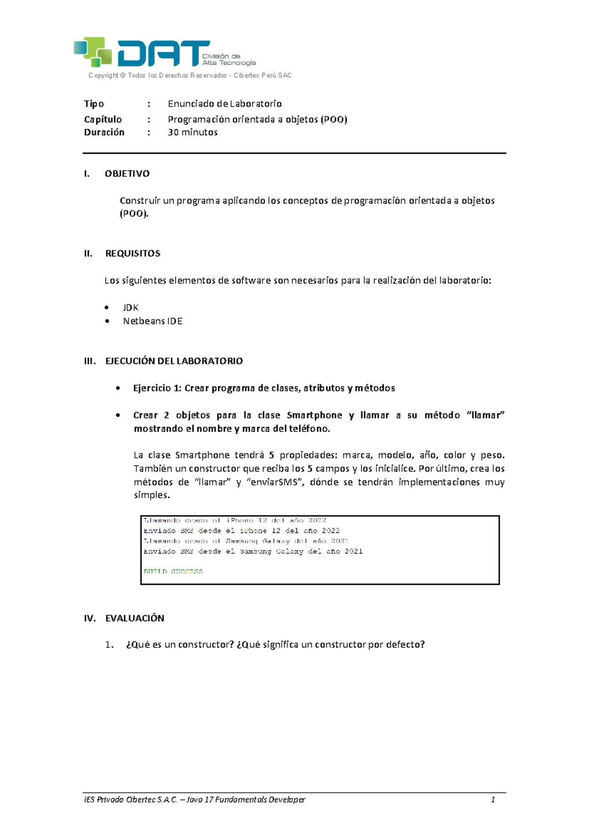 04 Enunciado de Laboratorio 1 - IES Privado Cibertec S.A. – Java 17 Fundamentals Developer 1 ...