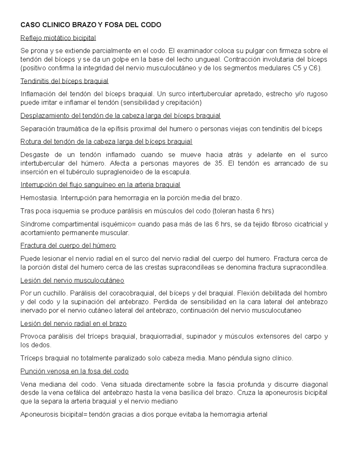 CASO Clinico Brazo Y FOSA DEL CODO Y Antebrazo - CASO CLINICO BRAZO Y ...