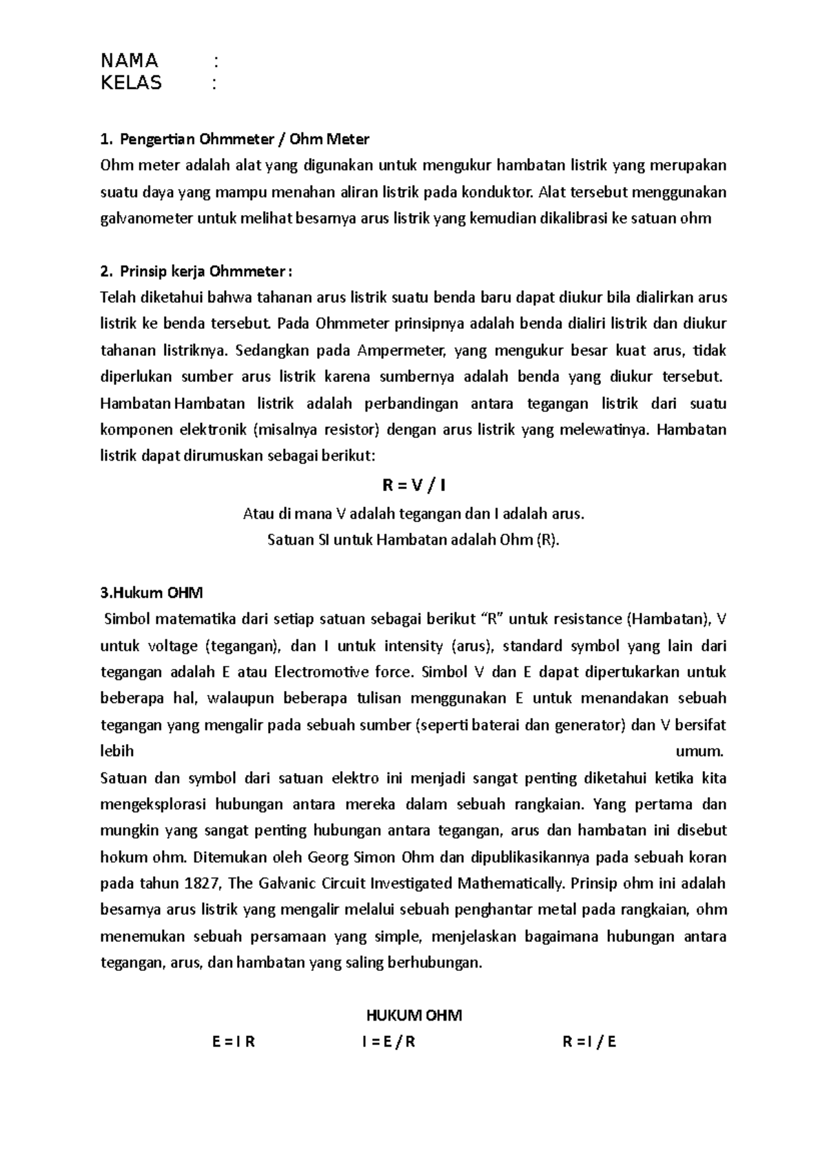 Alat ukur listrik Ohmmeter - NAMA : KELAS : Pengertian Ohmmeter / Ohm ...