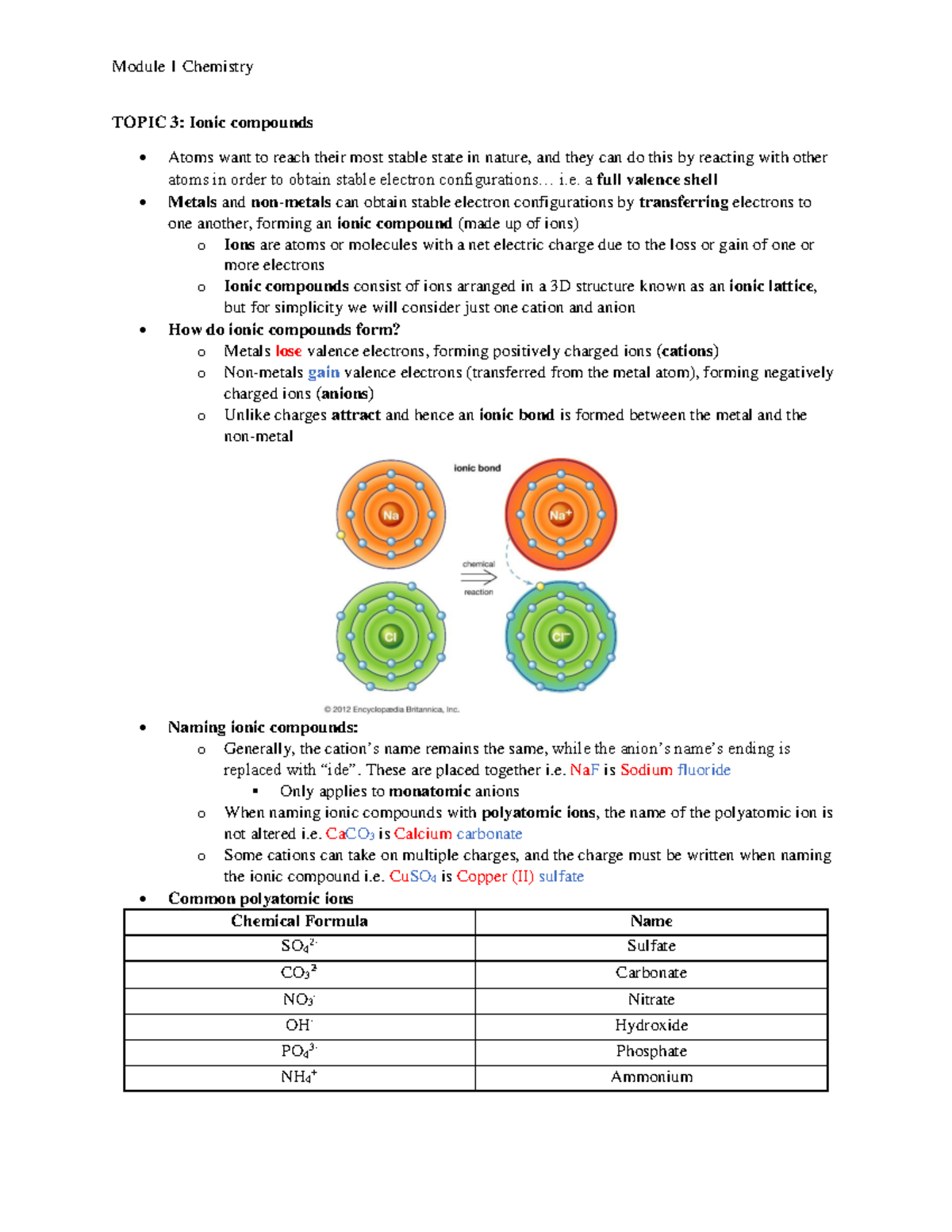 Topic 3 Outline - Chemistry HSC Notes - Module 1 Chemistry TOPIC 3 ...