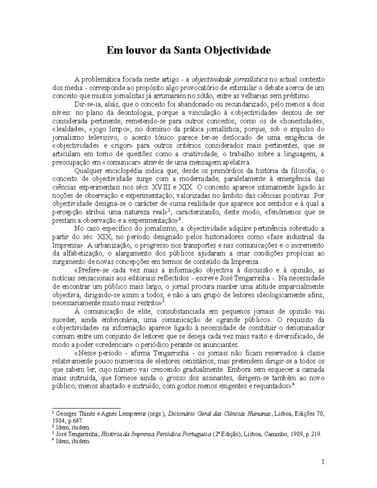 C1-stobj - Em louvor da Santa Objectividade A problemática focada neste ...