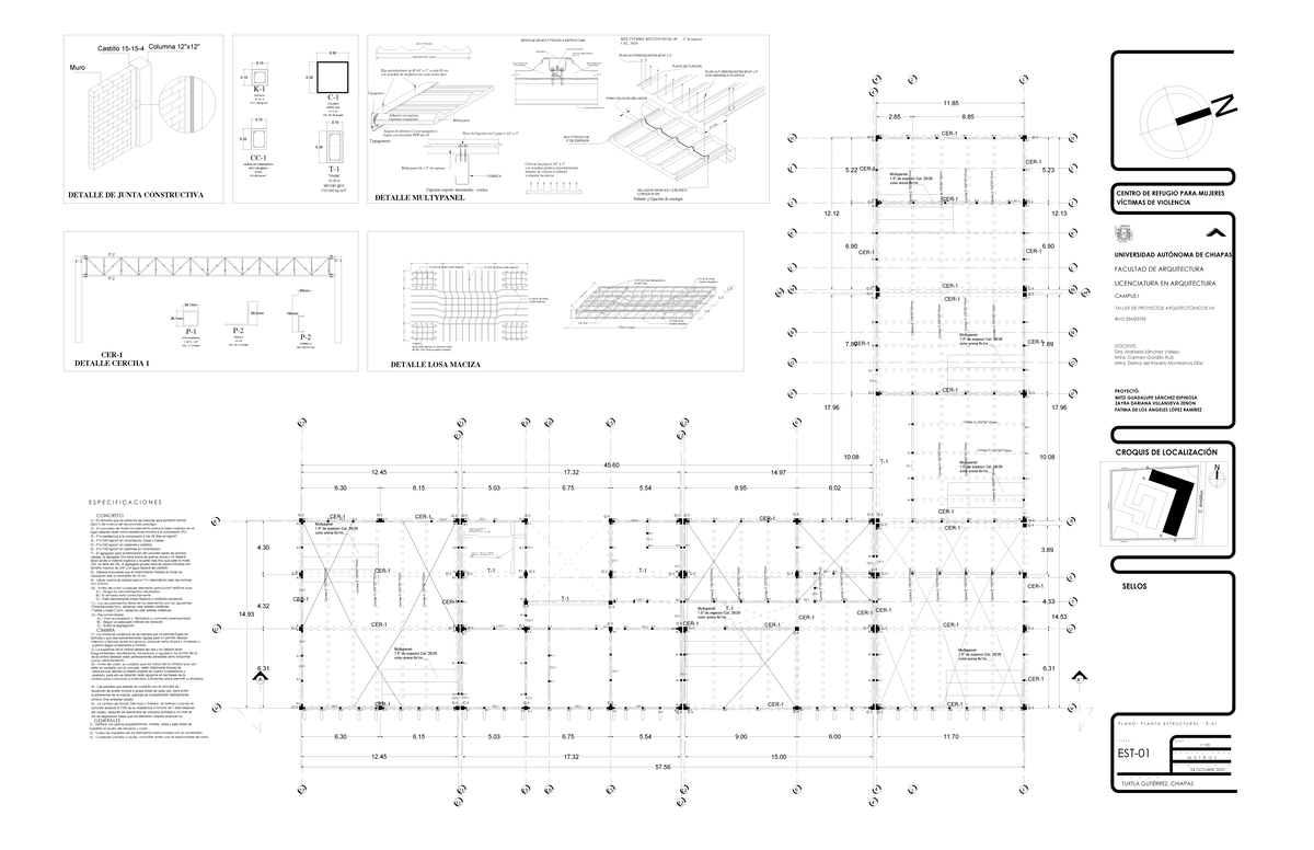 EST-01 - PLANOS ESTRUCTURALES - ####### A A' ####### H ####### I ...