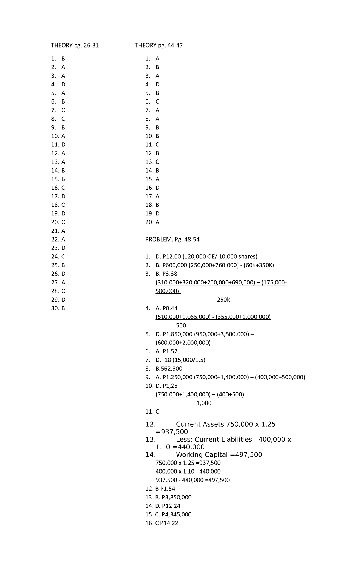 Valcon Answer Activity - THEORY pg. 26- 1. B 2. A 3. A 4. D 5. A 6. B 7 ...