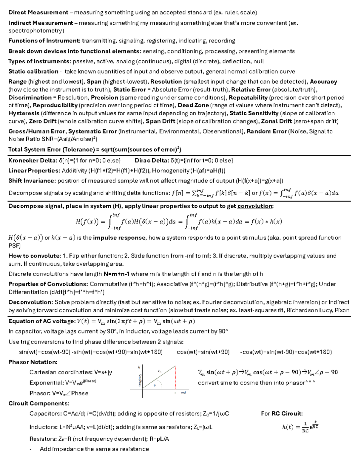 Crib Sheet for Test 1 - Direct Measurement – measuring something using ...