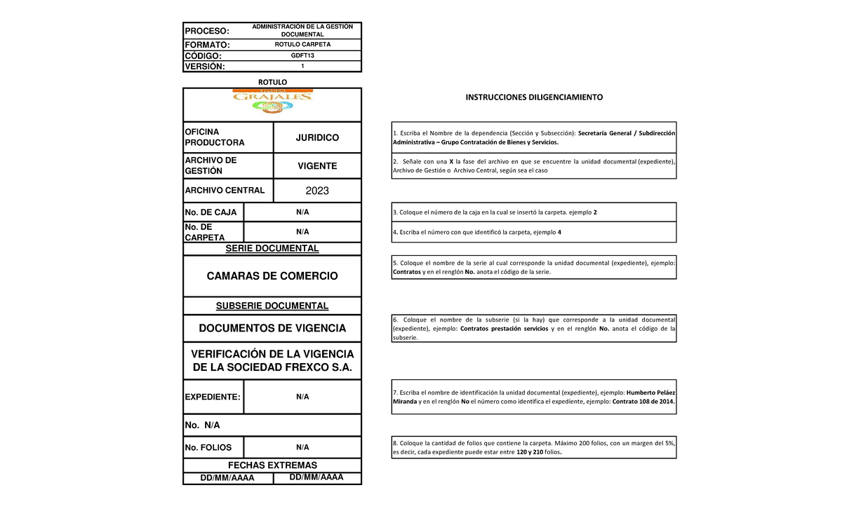 Rotulos DE Carpeta J2 - Informe - PROCESO: FORMATO: CÓDIGO: VERSIÓN ...