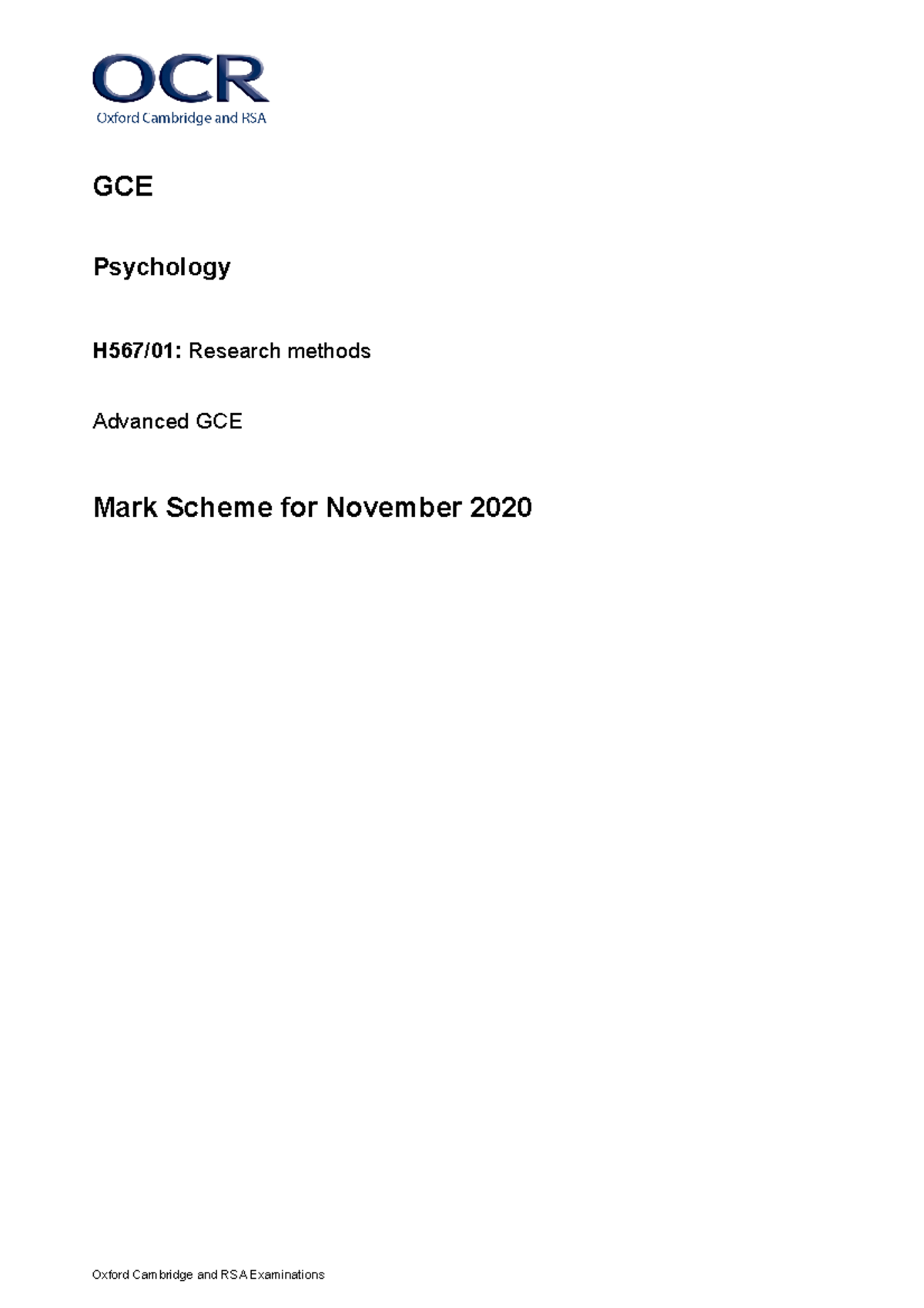 643107 mark scheme research methods - Oxford Cambridge and RSA ...