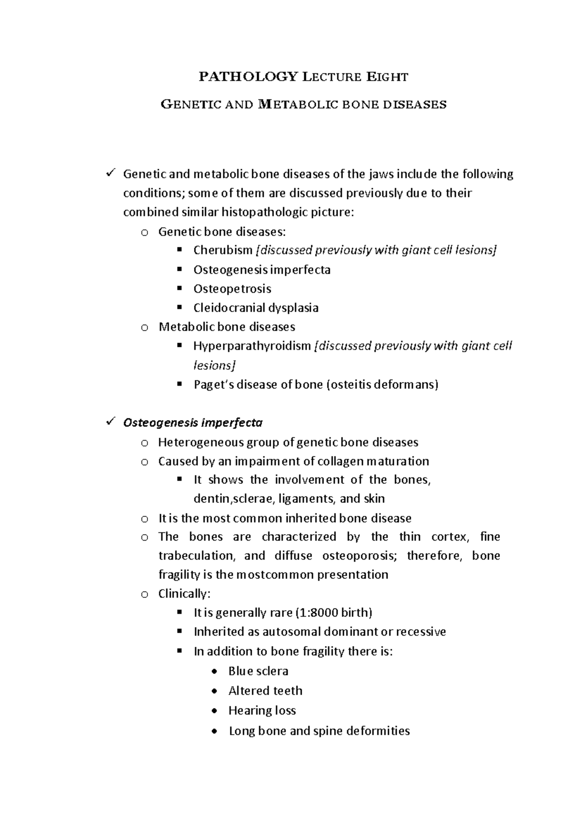 Lecture 8 oral pathology - PATHOLOGY LECTURE EIGHT GENETIC AND ...