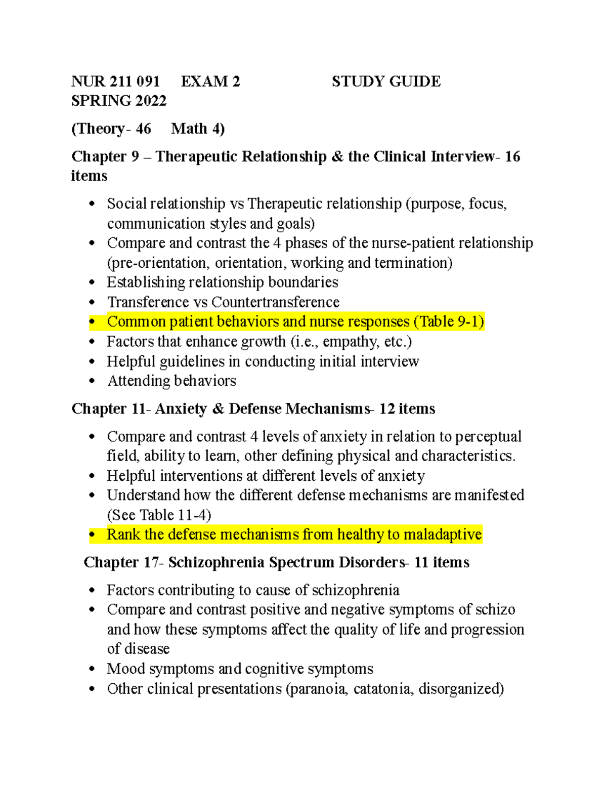 EXAM 2 Study Guide - NUR 211 - Nursing Process II: Obstetrical And ...