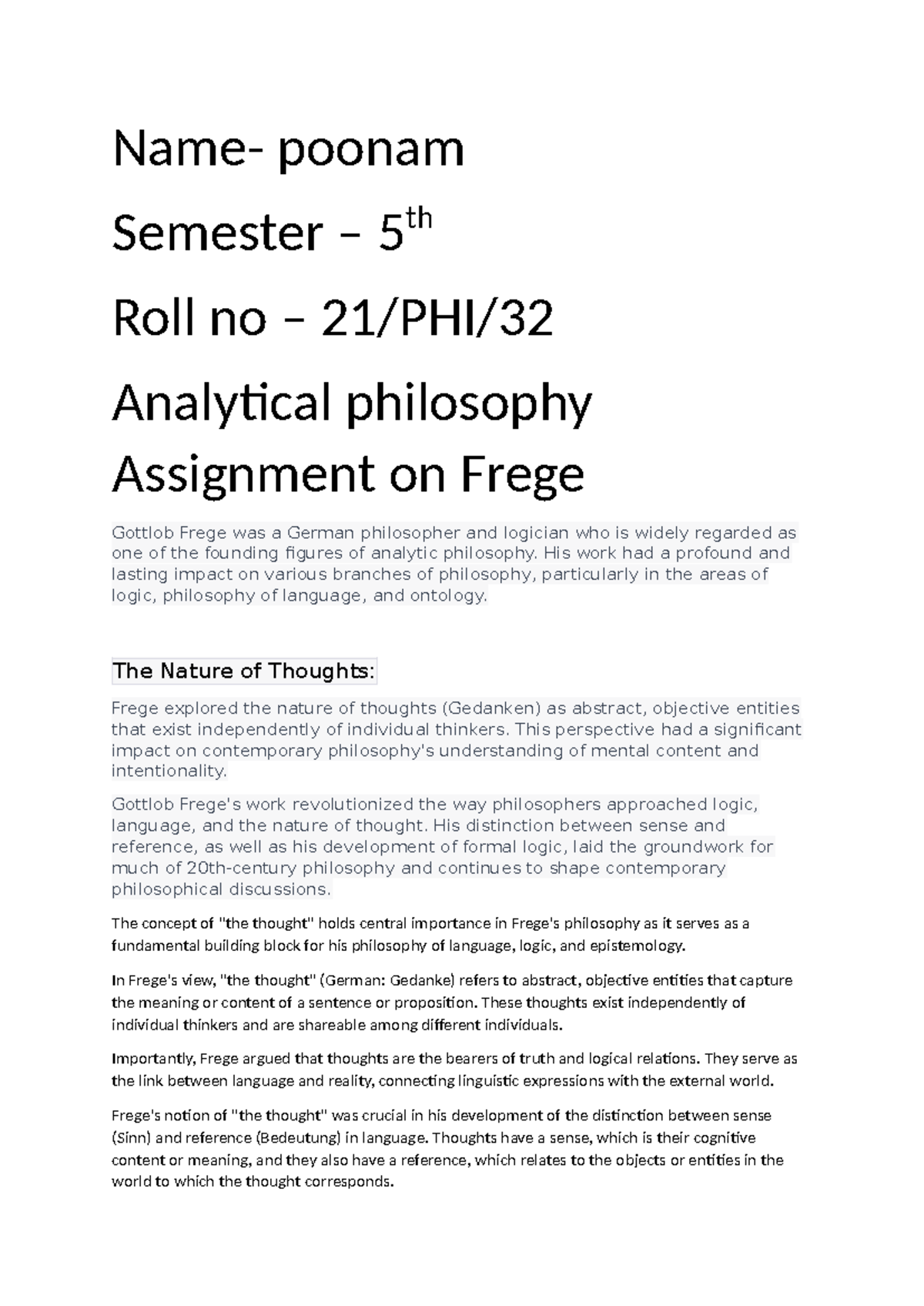 Ap - analytical philo - Name- poonam Semester – 5 th Roll no – 21/PHI ...