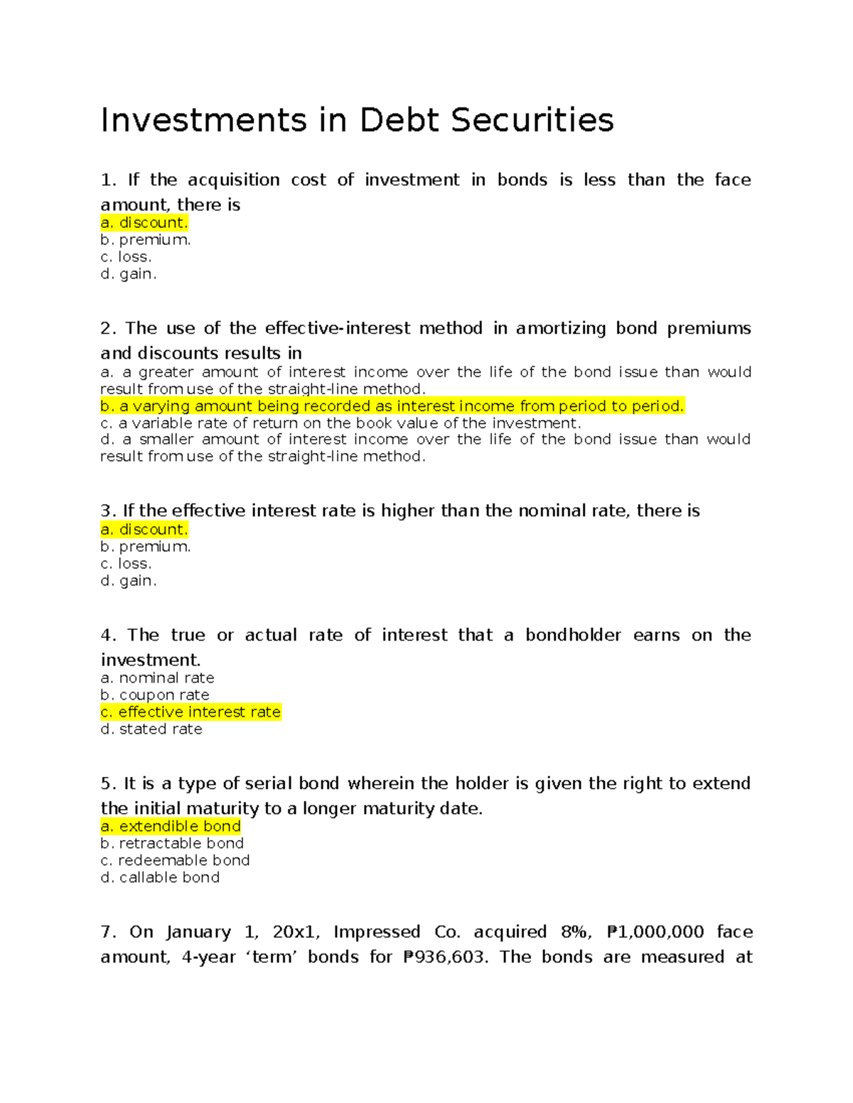 Investments in Debt Securities act - Investments in Debt Securities If ...