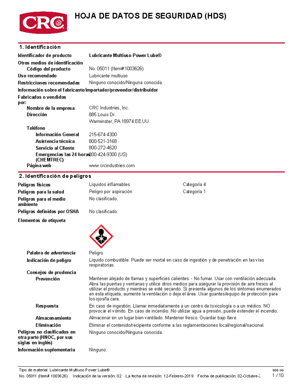 Alument 935 - hoja de seguridad - HOJA DE DATOS DE SEGURIDAD (HDS) 1 ...