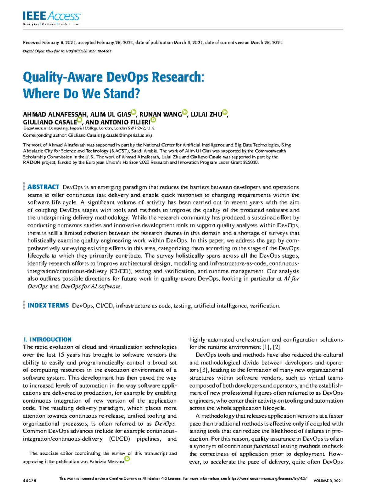 Quality aware devops - Research paper summary - Received February 6 ...