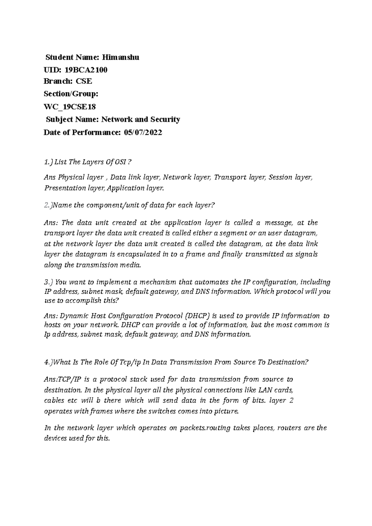 19BCa2100 WC18-Day 2 - Wss - Student Name: Himanshu UID: 19BCA Branch ...