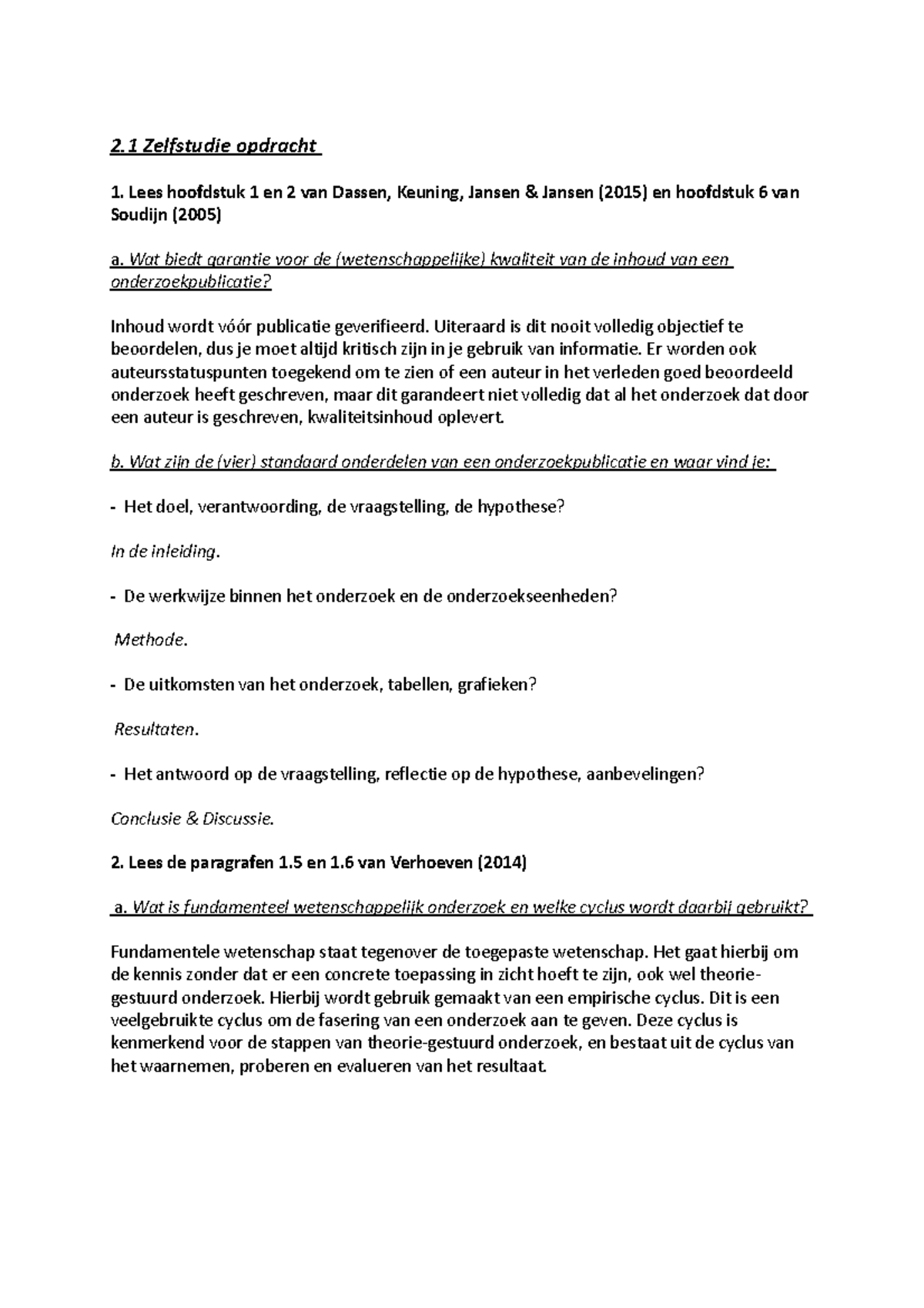 Universiteit Maastricht - 2 Zelfstudie opdracht Lees hoofdstuk 1 en 2 ...