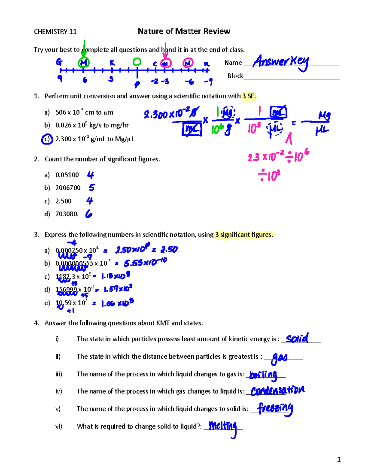 Nature of matter review ws key - 1" CHEMISTRY"11" Nature'of'Matter ...