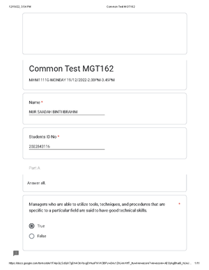 ( Chapter 1) Introduction TO Management ( Simple NOTE MGT162) - CHAPTER ...