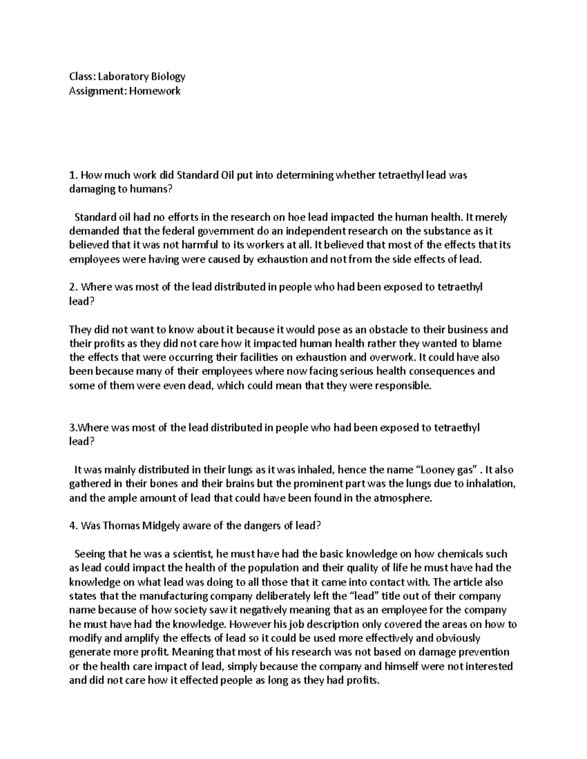 Biology lab extra credit home work - Class: Laboratory Biology ...