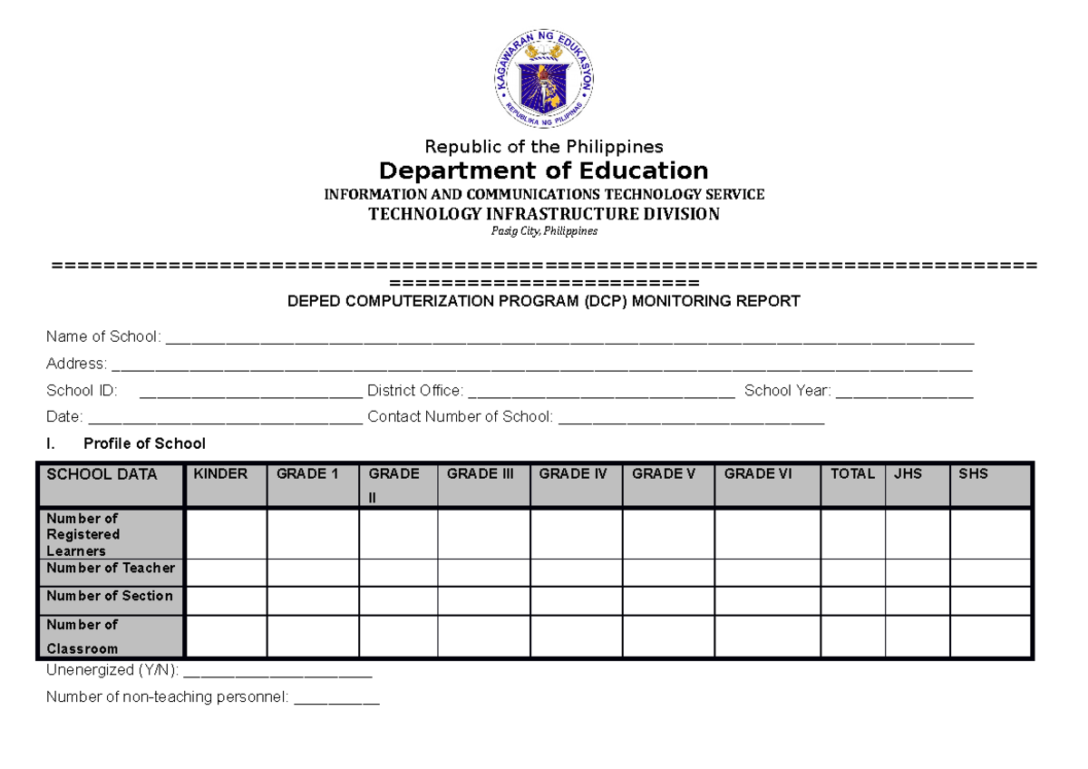 Monitoring-Tool-Form CO - Republic of the Philippines Department of ...