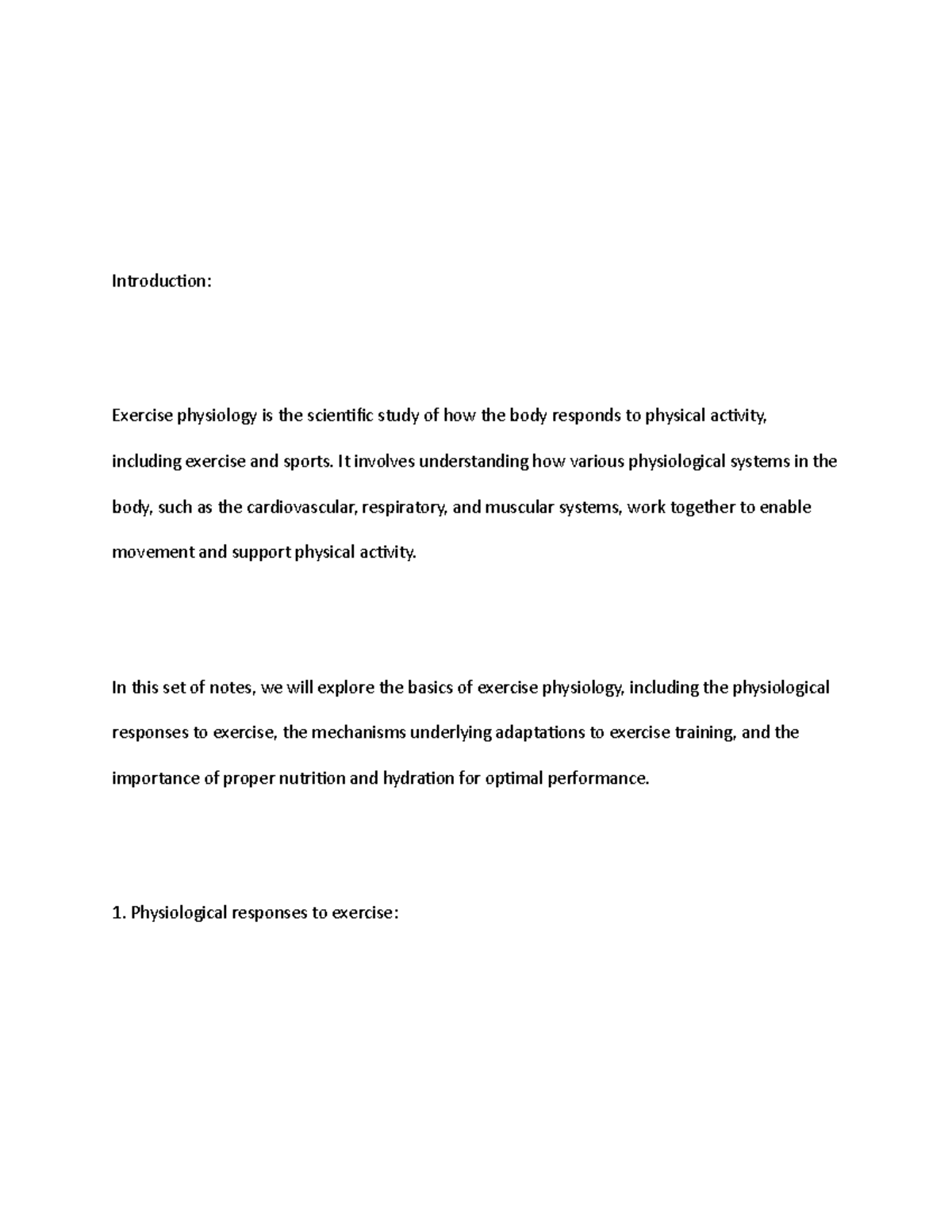 Exercise - Introduction: Exercise physiology is the scientific study of ...