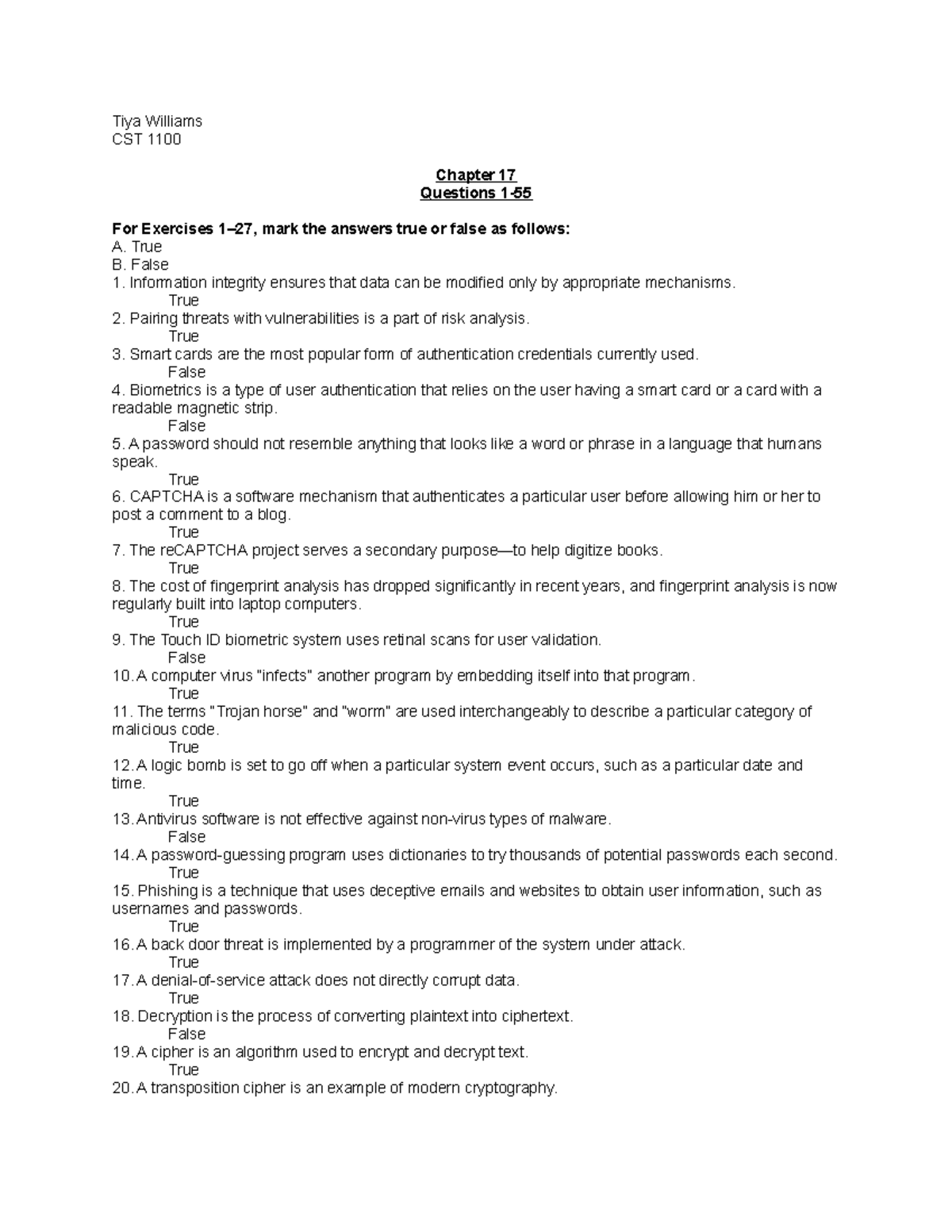Ch 17 CST 1100 - Tiya Williams CST 1100 Chapter 17 Questions 1- For ...