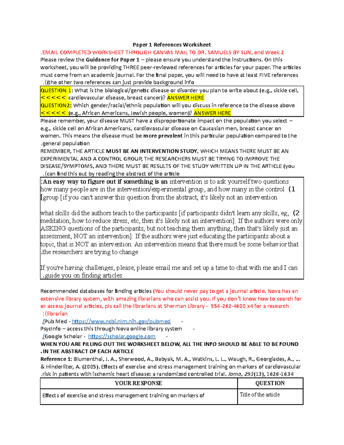 Reference worksheet for topic - Paper 1 References Worksheet .EMAIL ...