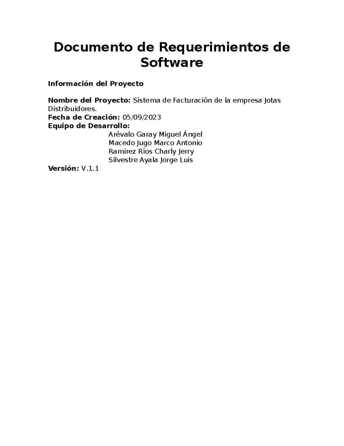 Documento de Requerimientosde Software Ejemplo - Documento de ...