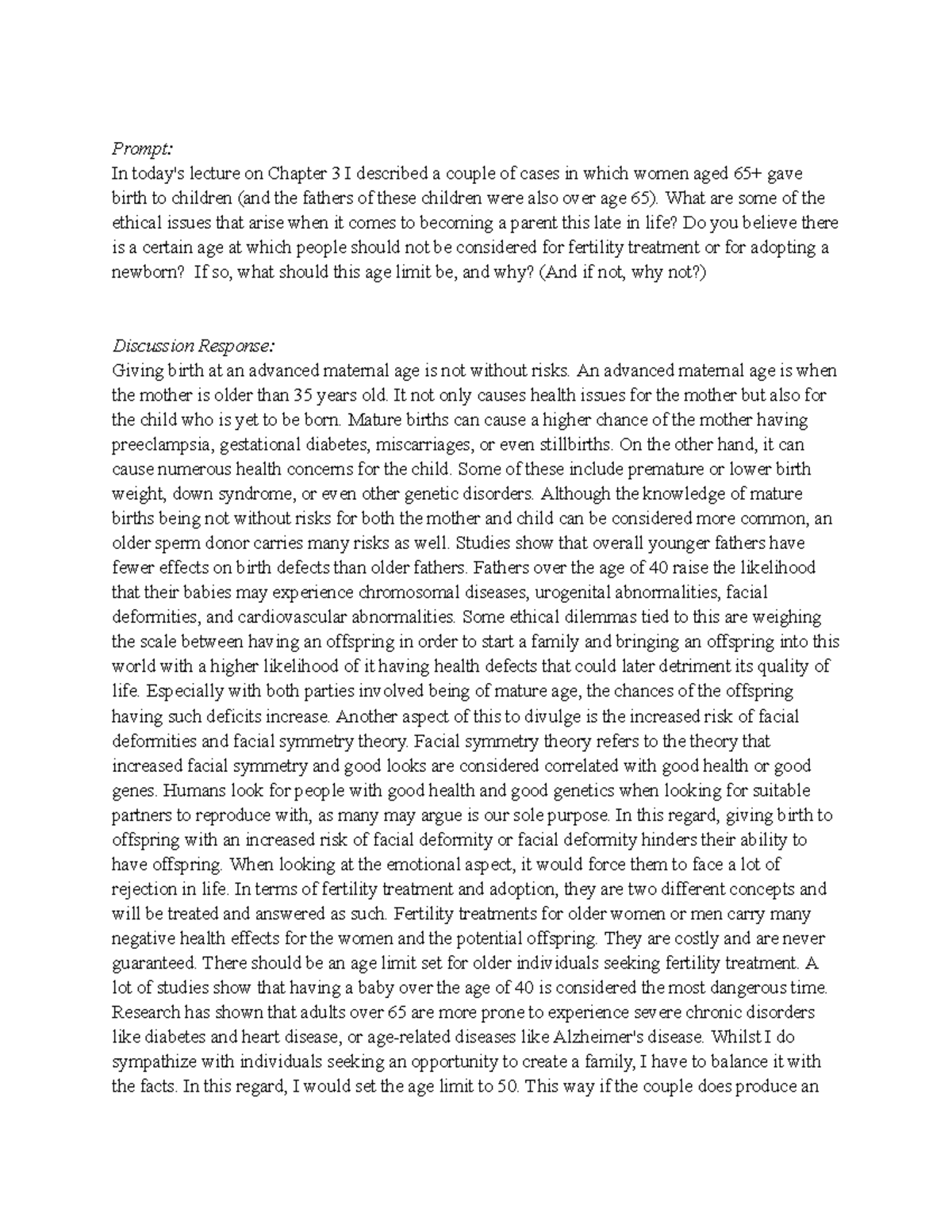 Psychol 2410B discussion #1 - Prompt: In today's lecture on Chapter 3 I ...