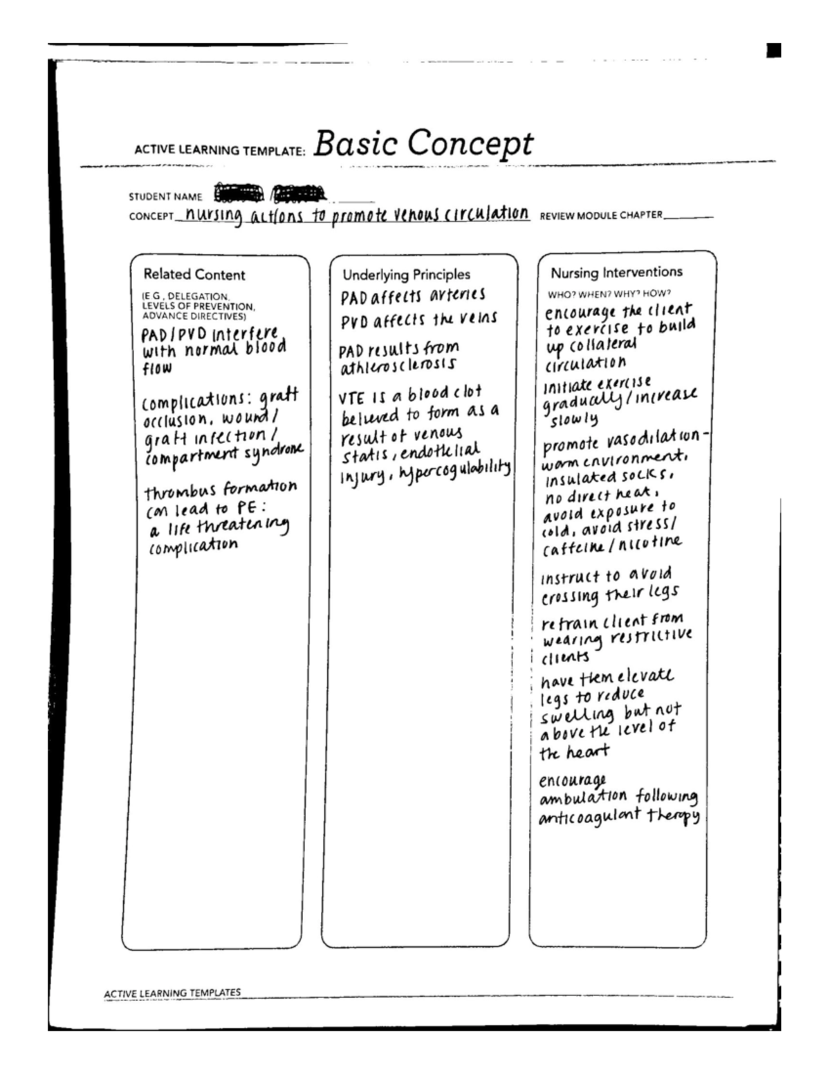 ATI Basic Concept Venous Circulation - NU 307/8 - Studocu