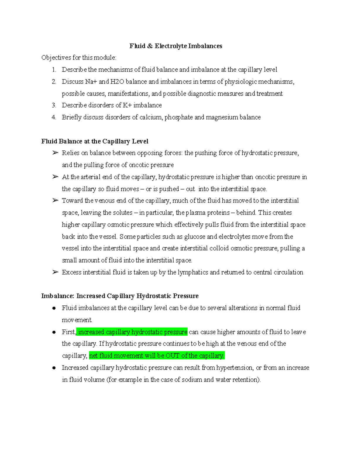Fluid and Electrolyte Imbalances - Fluid & Electrolyte Imbalances ...