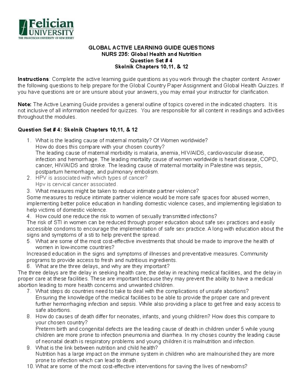 Set 4 Global Health Active Learning Guide Questions F21 - GLOBAL ACTIVE ...