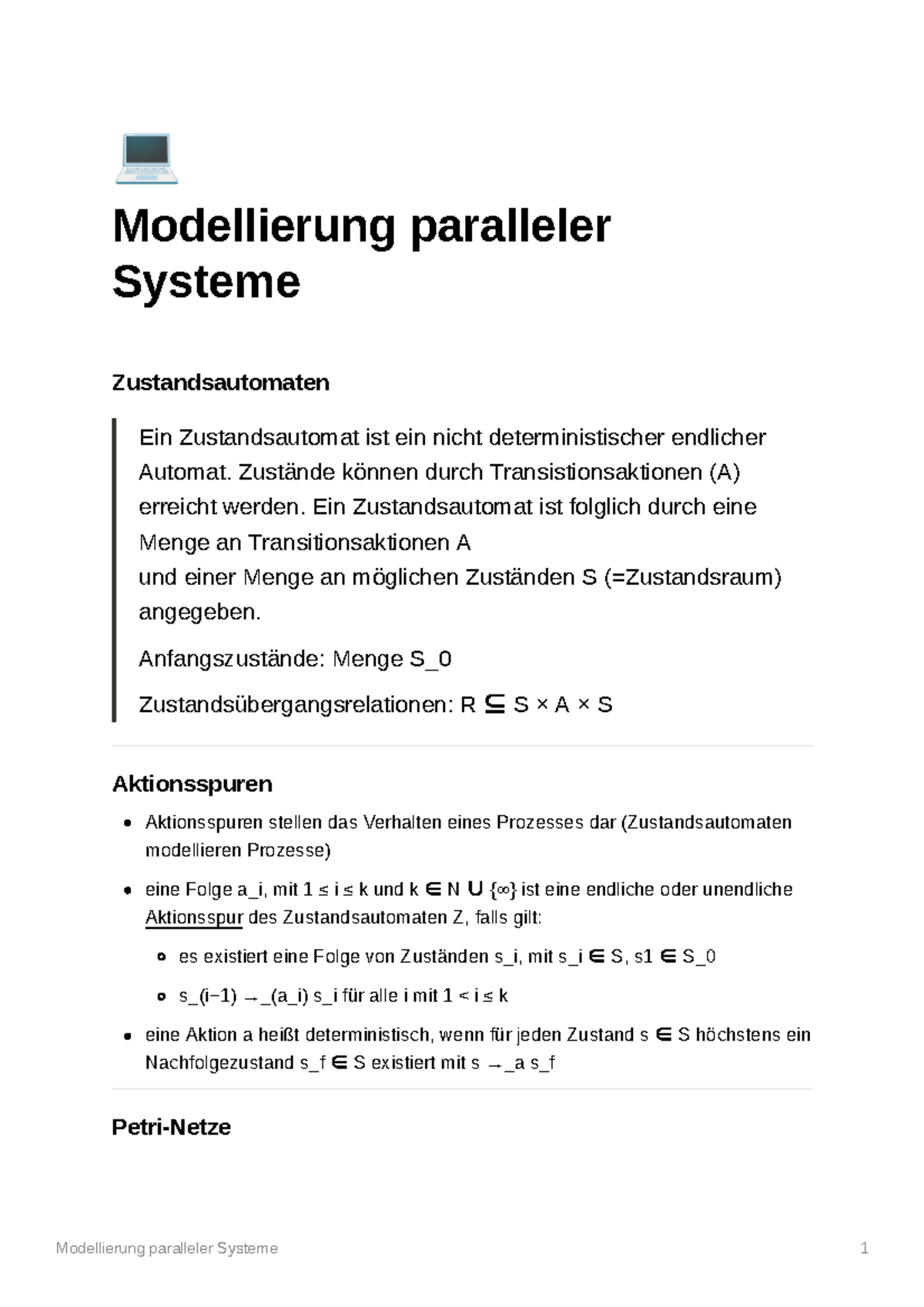 GBS Modellierung paralleler Systeme - ####### © Modellierung paralleler ...