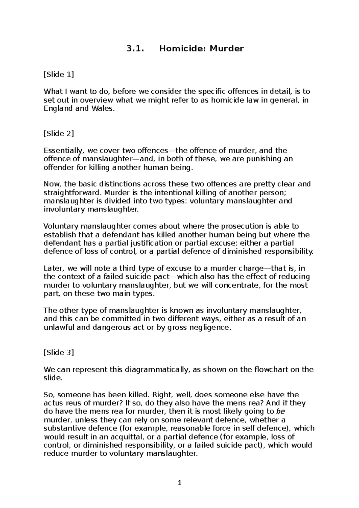 3.1. Homicide (Murder) - Transcript - 3. Homicide: Murder [Slide 1 ...