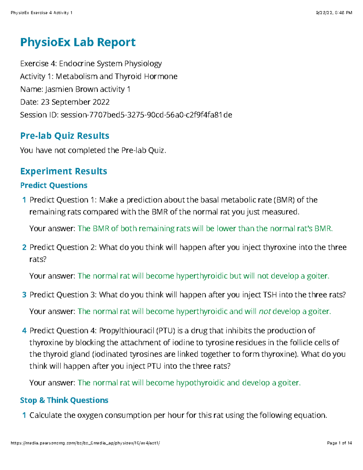 Physio Ex Exercise 4 Activity 1 - PhysioEx Lab Report Exercise 4 ...