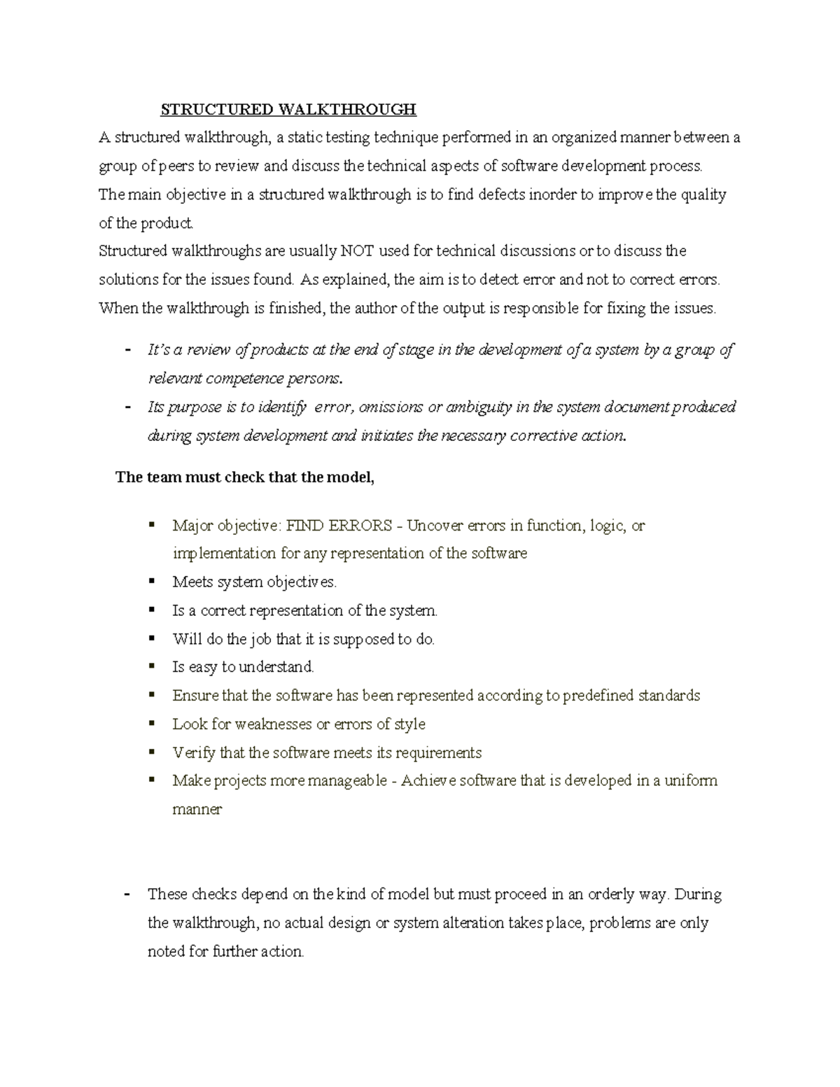 7 Structured Walkthrough - STRUCTURED WALKTHROUGH A structured ...