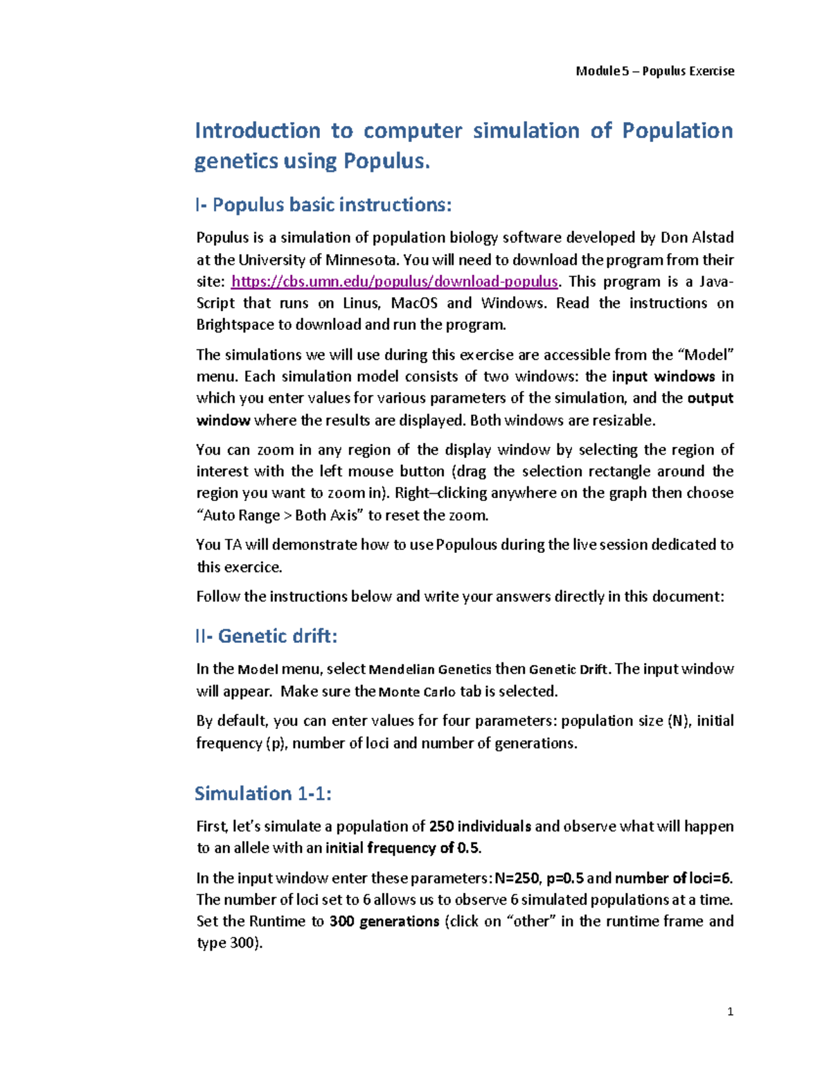 Introduction to computer simulation of Population genetics using ...